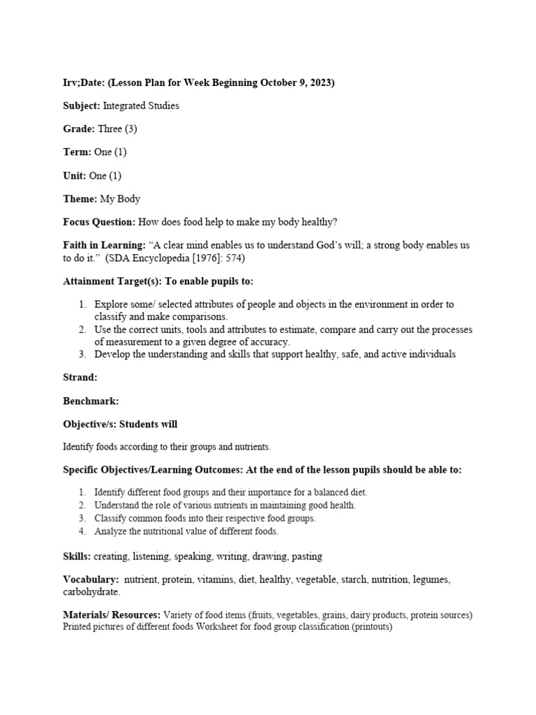 Week 5 Integrated Studies (Grade 3) | PDF | Foods | Fat