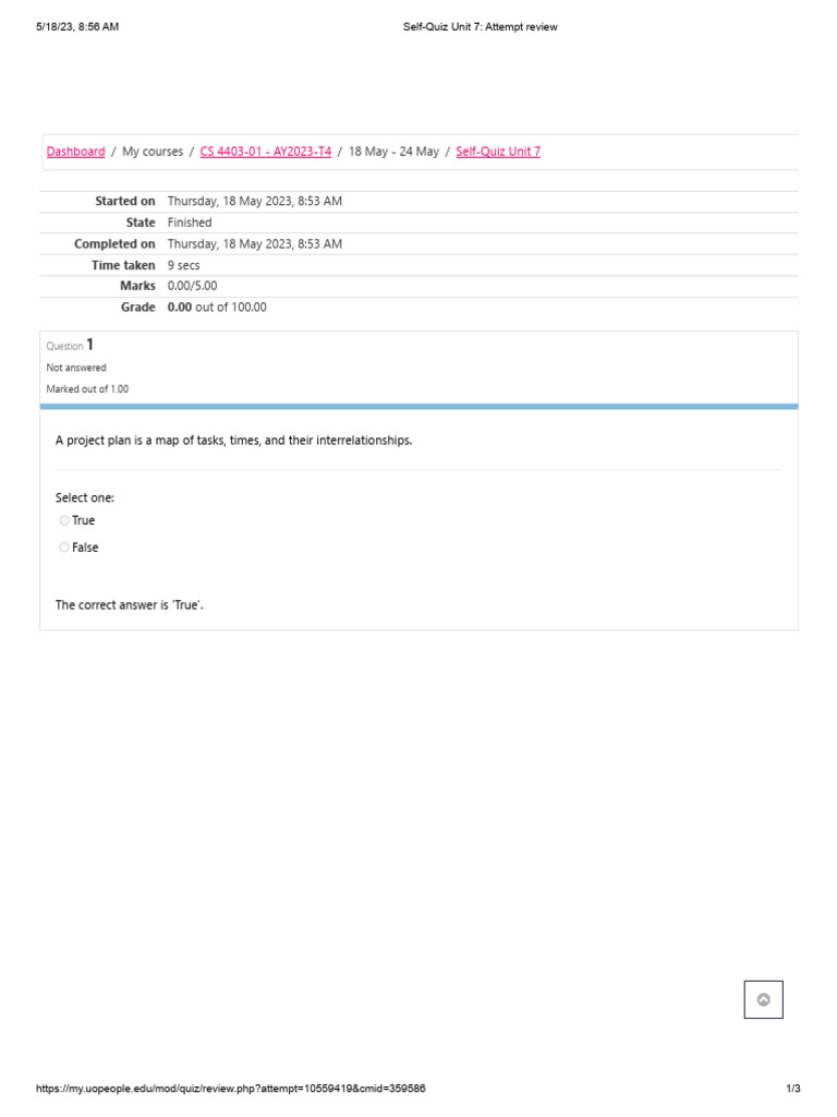 Self-Quiz Review for CS 4403 Unit 7 | PDF | Software Engineering ...