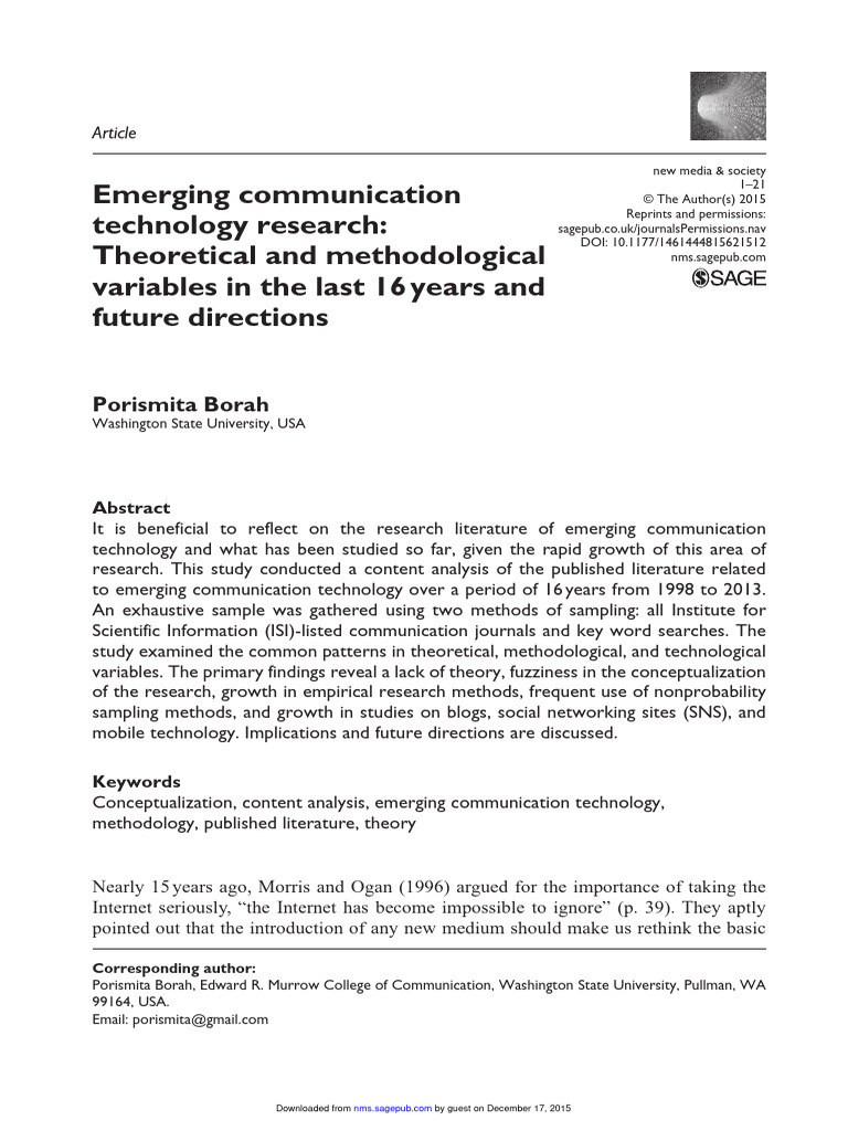 Emerging Communication Technology Resear | PDF | Methodology ...