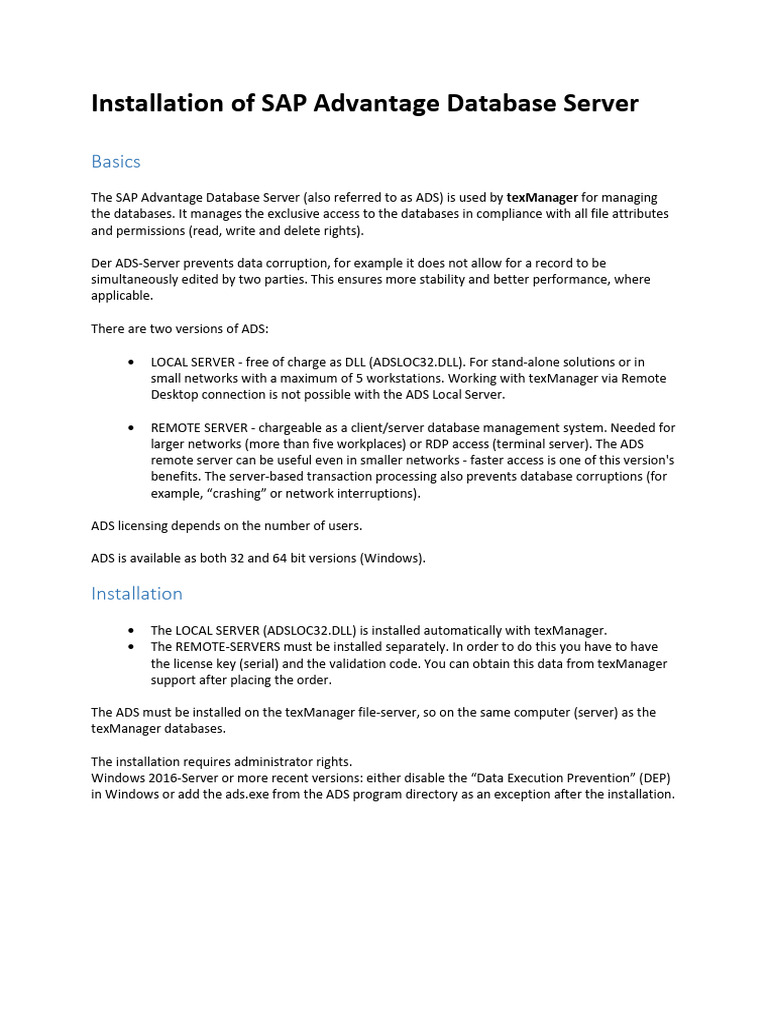 ADS Installation Info | PDF | Databases | Server (Computing)