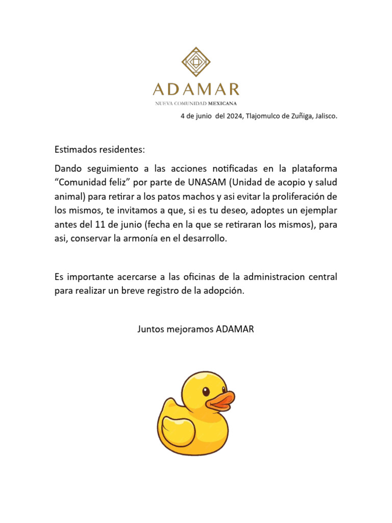 Patos Adamar Junio 2024 | PDF
