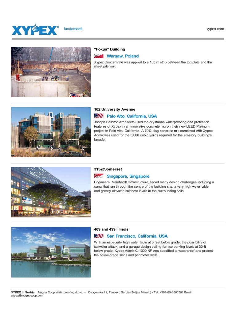 Reference Fundamenti-Xypex Projects | PDF | Concrete | Basement