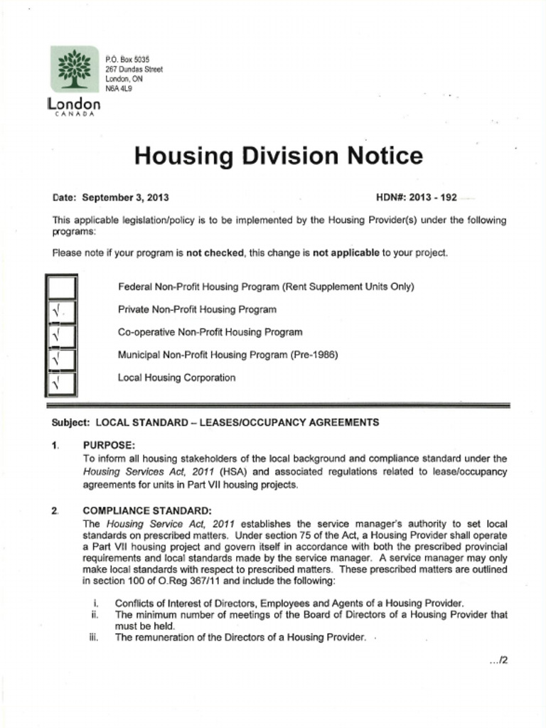 Local Standard Leases Occupancy Agreement | PDF | Leasehold Estate | Lease
