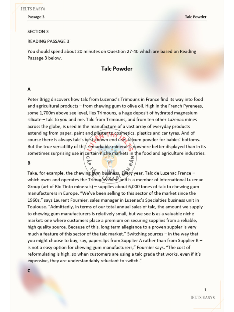 Talc Powder Uses in Food Industry | PDF | Olive | Emulsion