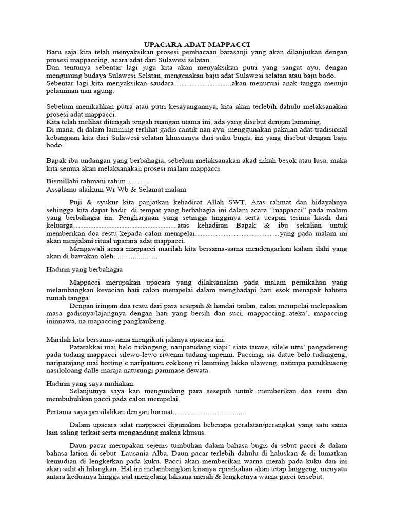 Upacara Adat Mappacci | PDF | Agama & Spiritualitas | Kajian Bahasa Asing