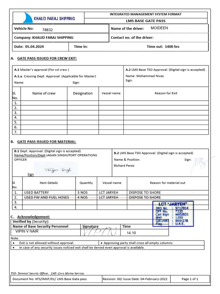 LMS Base Gate Pass MATERIALS LCT Jaryeh 05.04.2024-BATTERY AND FO HOSE ...