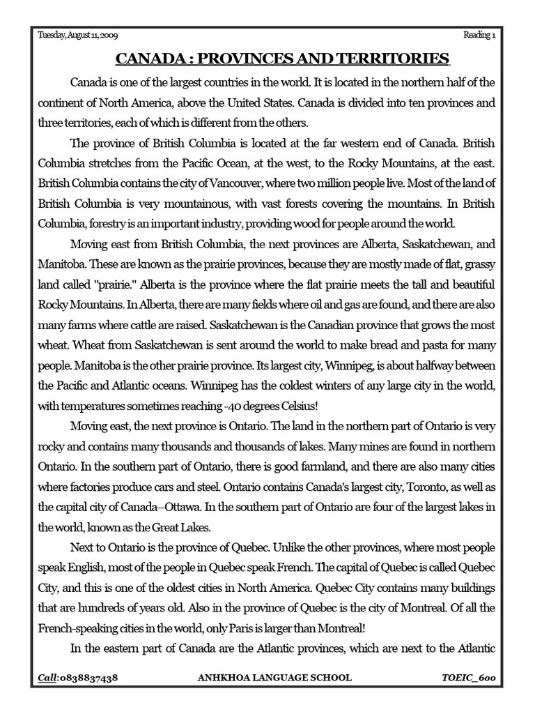 4 Canada Provinces and Territories | PDF | Provinces And Territories Of ...