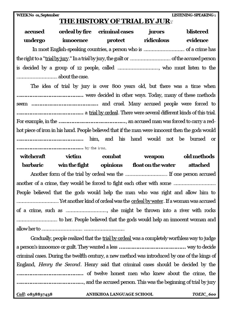 14 The History of Trial by July - Blank | PDF | Trials | Jury Trial