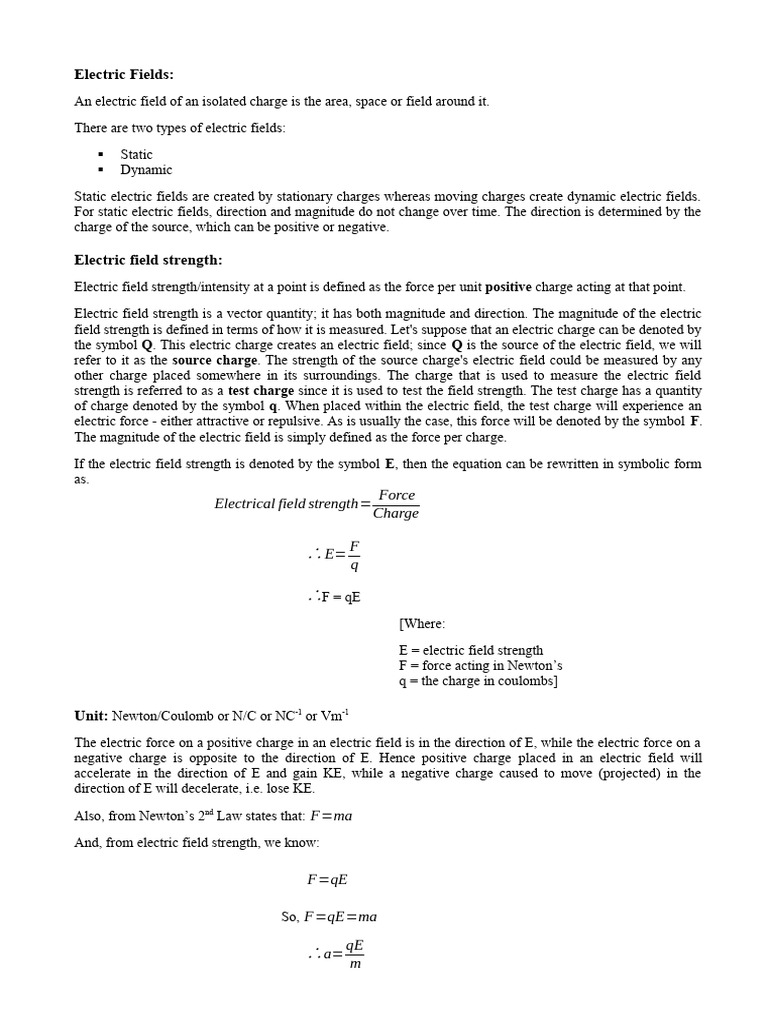 Electric Fields (Repaired) | PDF | Electromagnetic Induction | Electric Field