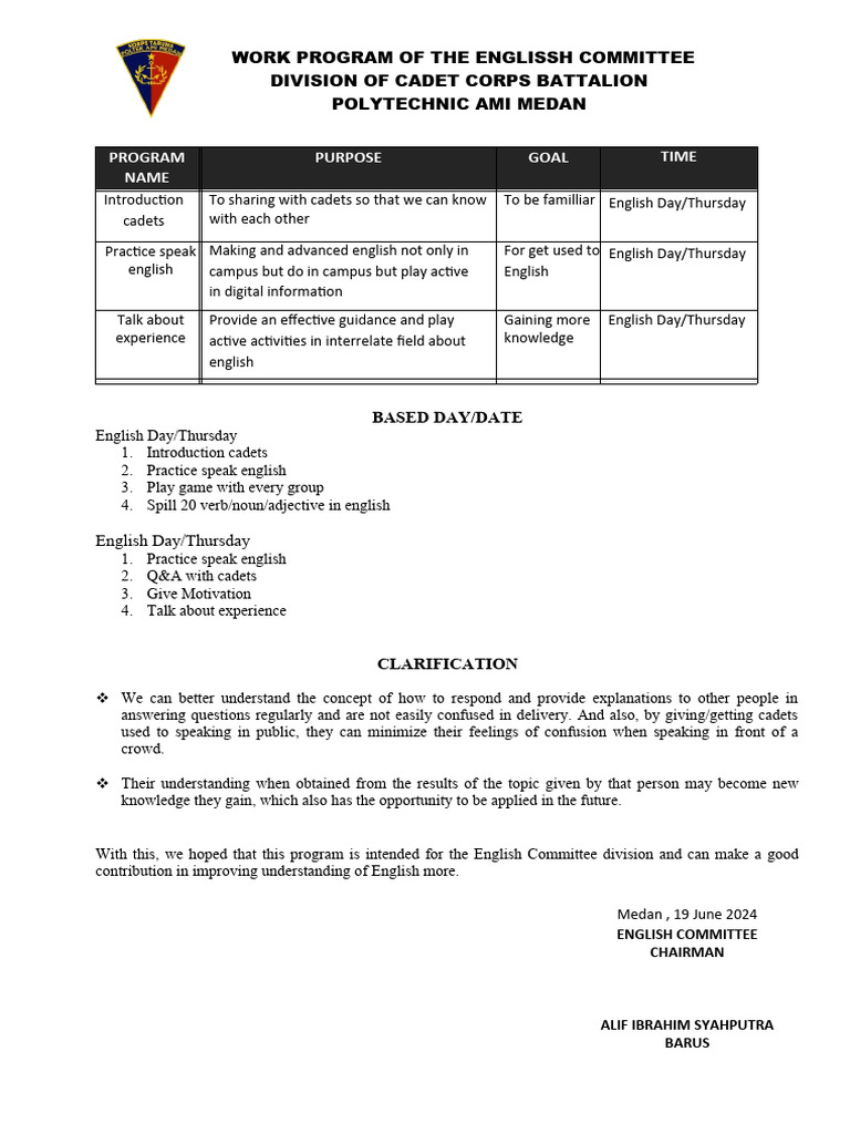 English Work Program | PDF