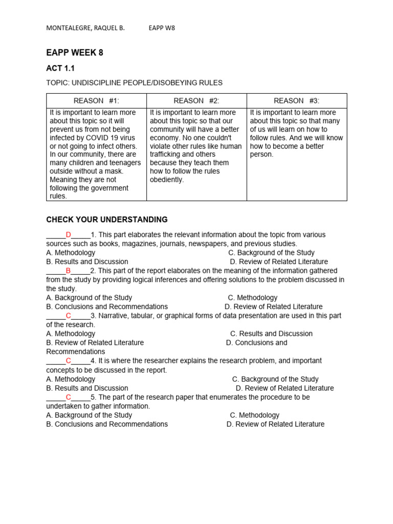 Eapp Week 8 | PDF | Methodology | Reason