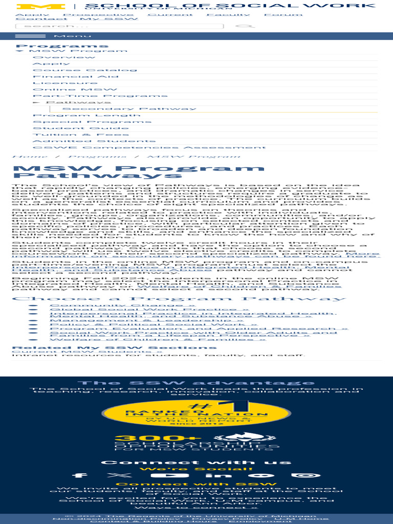 MSW Program Pathways University of Michigan School of Social Work | PDF ...