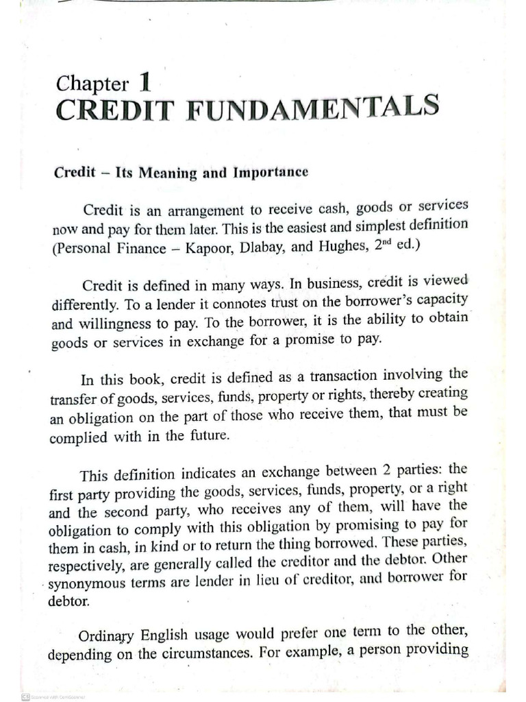 Prof 6 Chapter 1 Fundamentals of Credit | PDF