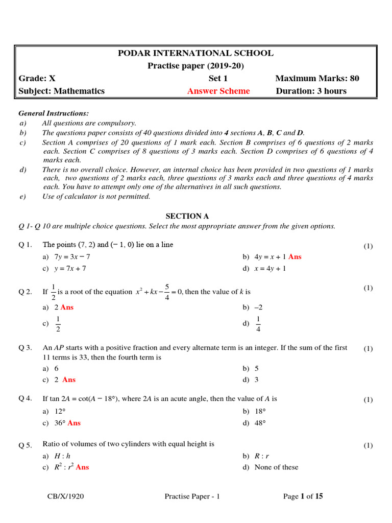 As CBSE X Math Practise Basic 1 | PDF | Triangle | Sphere