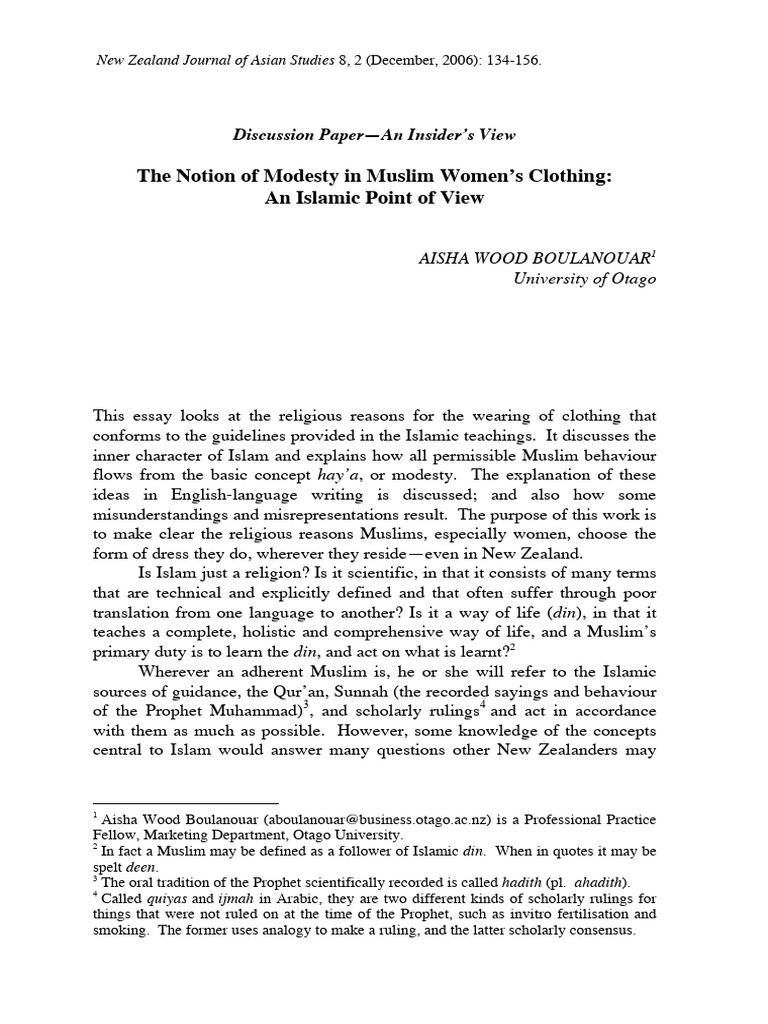 The Notion of Modesty in Muslim Women S Clothing | PDF | Hijab | Quran