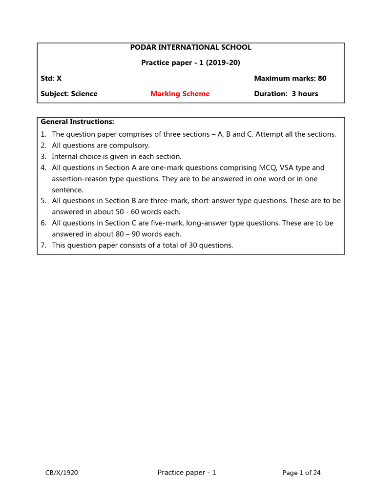 As CB X Science Practice Paper 1 | PDF | Electromagnetic Induction ...