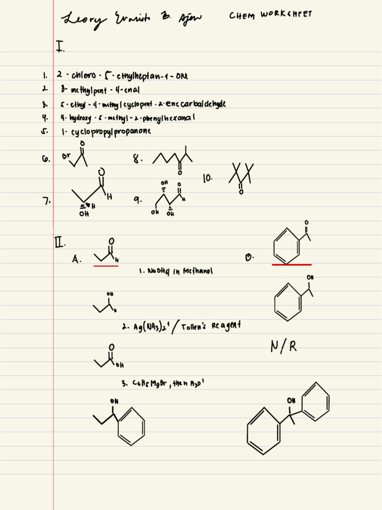 Organic Chemistry Worksheet | PDF