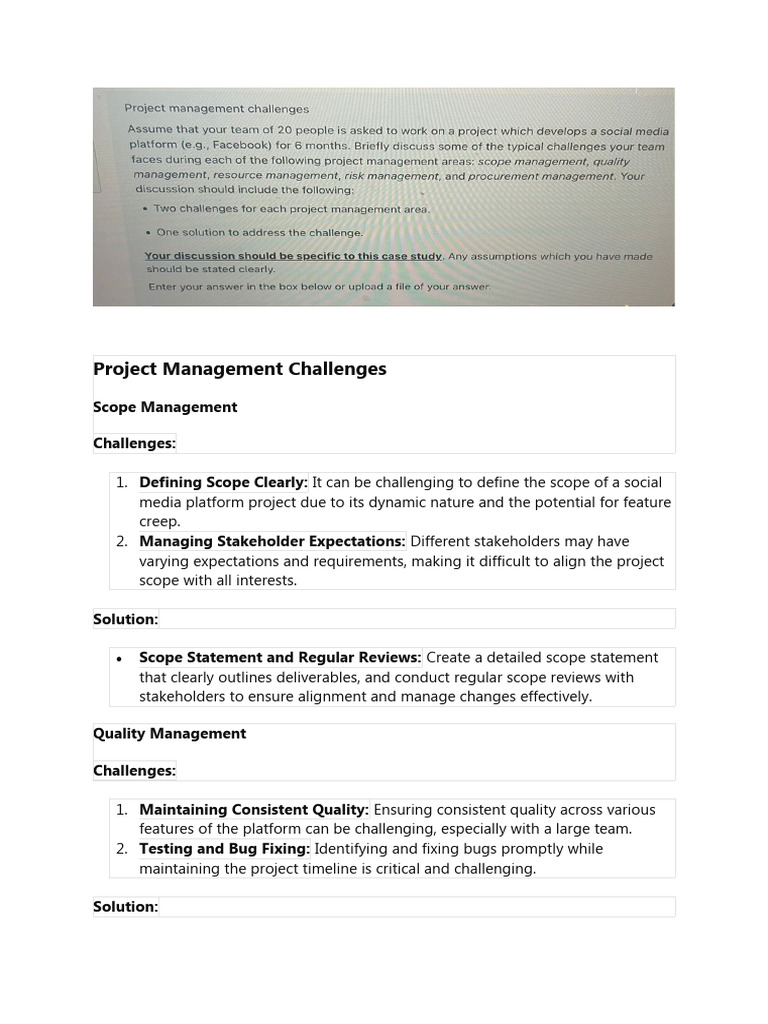 Project Management Challenges | PDF | Project Management | Risk Management