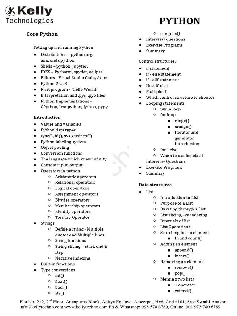 Python Content | PDF | Method (Computer Programming) | Class (Computer ... Python Content | PDF | Method (Computer Programming) | Class (Computer ...