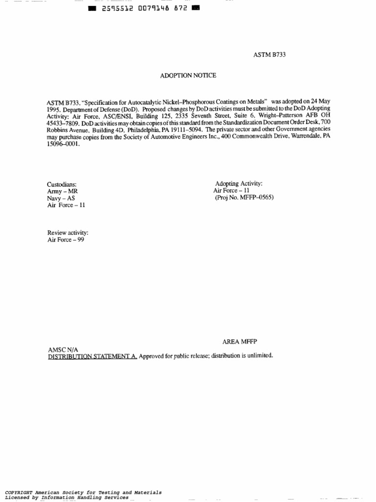 ASTM B733: Electroless Nickel Coatings | PDF