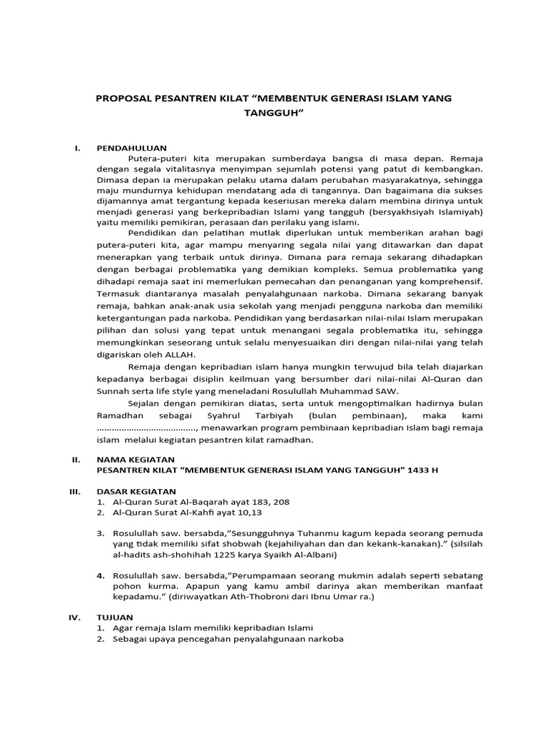 Proposal Sanlat Remaja Masjid 2012 | PDF