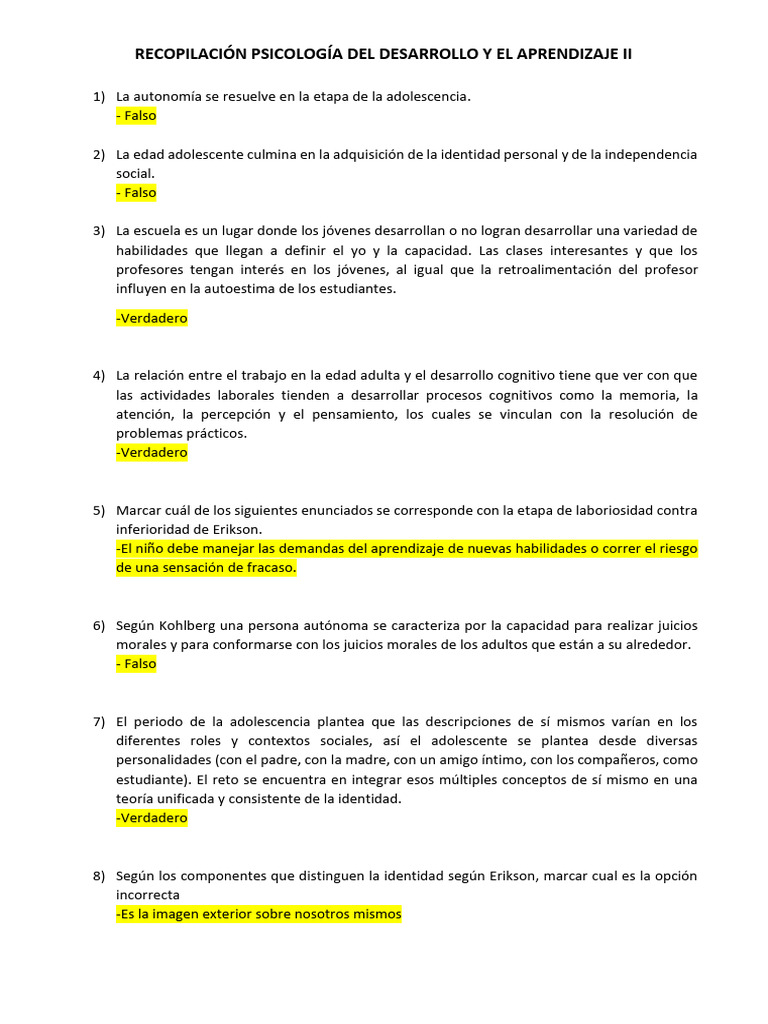 RECOPILACIÓN PSICOLOGÍA DEL DESARROLLO Y EL APRENDIZAJE II | PDF | Adultos | Ciencias del ...