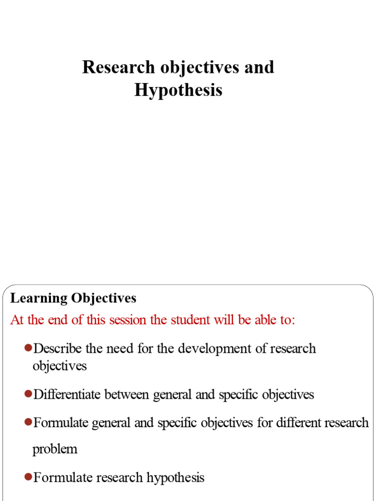 5 - Research Objectives and Hypothesis | PDF | Hypothesis | Null Hypothesis