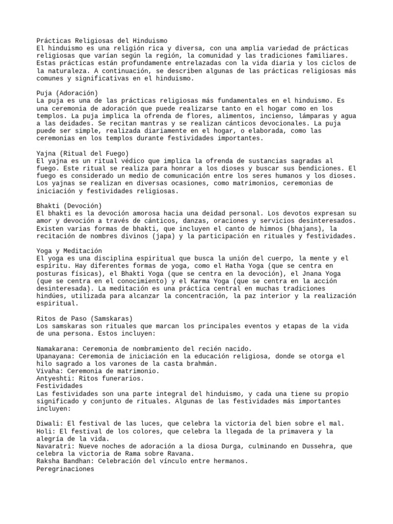 004 Prácticas Religiosas Del Hinduismo | PDF | Yoga | Rituales