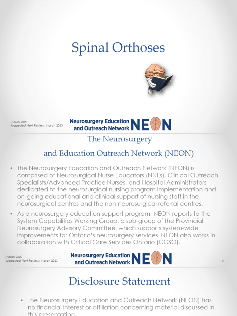 Spinal Orthoses Nursing Guide | PDF | Skeletal System | Musculoskeletal System