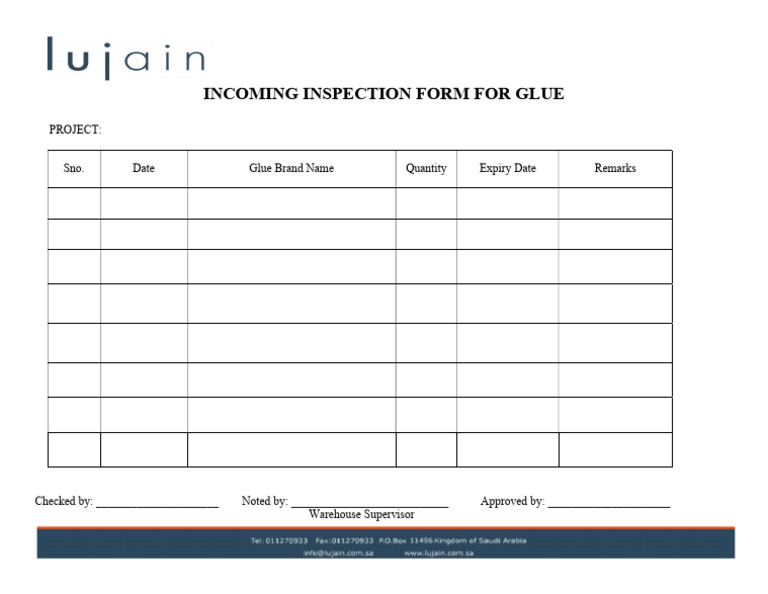 Incoming Inspection Form For Glue | PDF | Business | Finance & Money ...