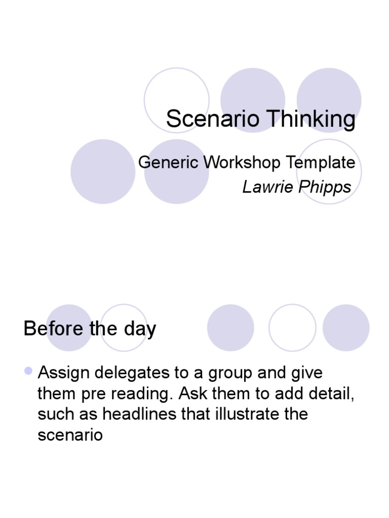 Scenario Thinking: Generic Workshop Template | PDF | Scenario Planning ...
