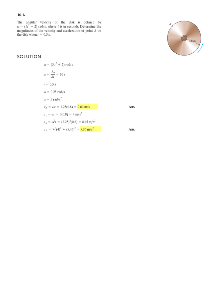 Angular Velocity and Acceleration Calculations | PDF | Acceleration | Velocity