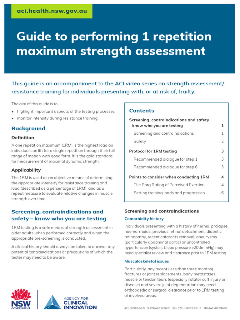 1RM Strength Assessment Guide | PDF | Strength Training | Pain