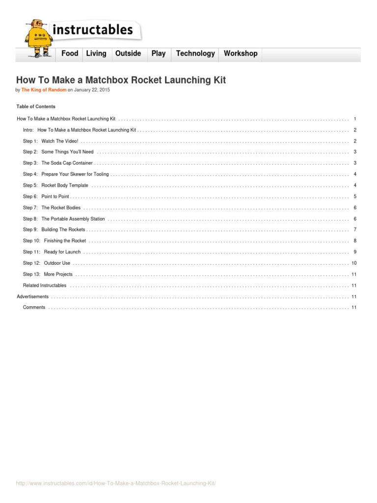 How To Make A Matchbox Rocket Launching Kit | PDF | Rocket
