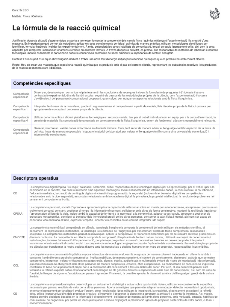 La Fórmula de La Reacció Química! | PDF