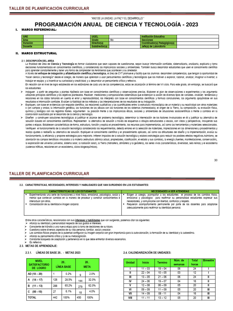 Programacion Anual - Cyt - 5° - 2023 | PDF | Ingenieria Eléctrica | Vector Euclidiano