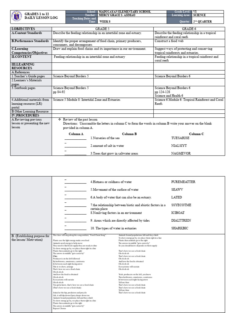 Multigrade Quarter 2 Cot For Grades 5 & 6 | PDF | Food Web | Foods