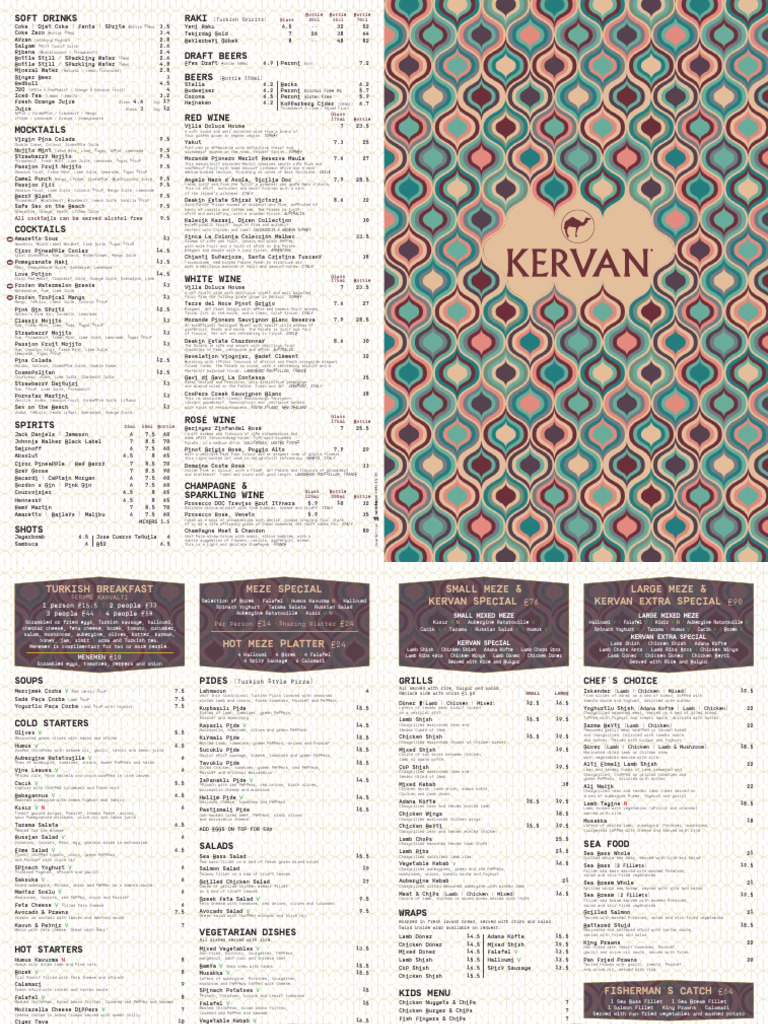 Kervan Menu Hertford Road | PDF | Salad | Turkish Cuisine