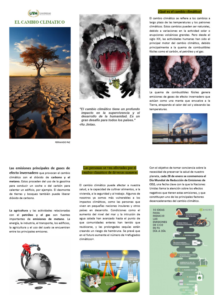 Trifolio de Cambio Climatico. | PDF | Gases de efecto invernadero ...
