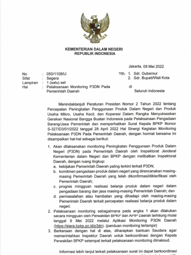 Monitoring P3DN Pada Pemerintah Daerah | PDF