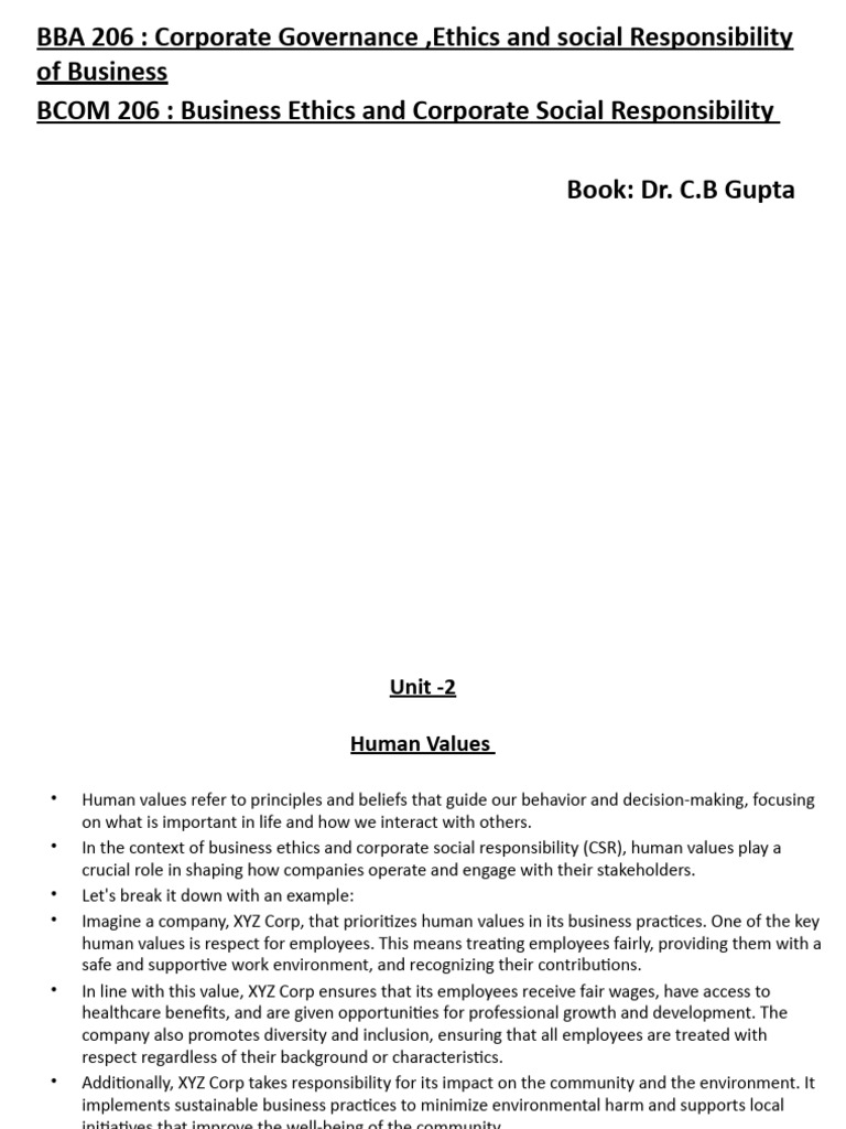 Business Ethics & Human Values | PDF | Corporate Social Responsibility ...