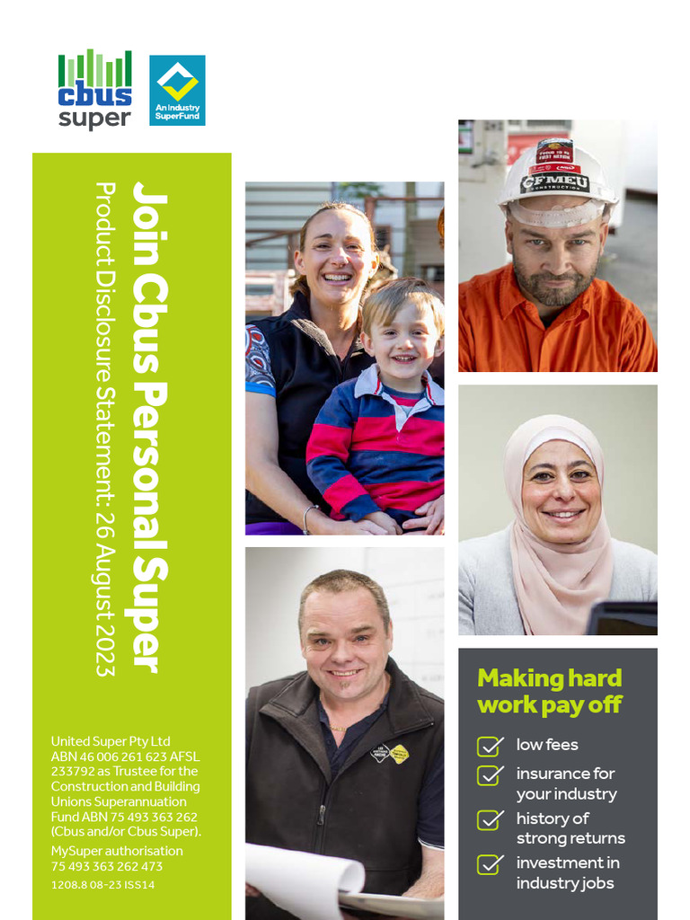 Join Cbus Personal Super: PDS 2023 | PDF | Investing | Taxes