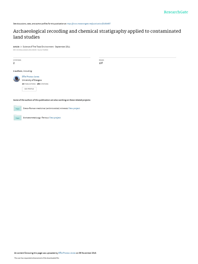 Archaeological Recording and Chemical Stratigraphy Applied To ...