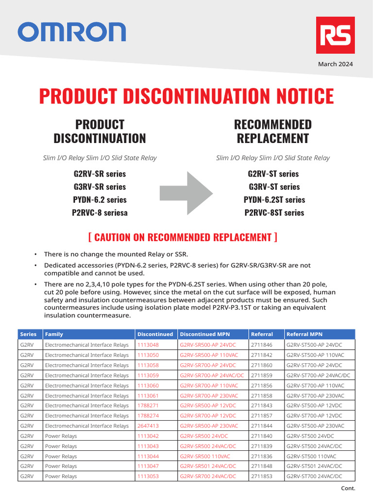 Omron Product Discontinuation Notice | PDF | Manufactured Goods | Equipment