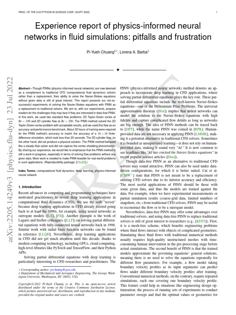 physics-informed neural networks in fluid simulations | PDF | Computational Fluid Dynamics ...