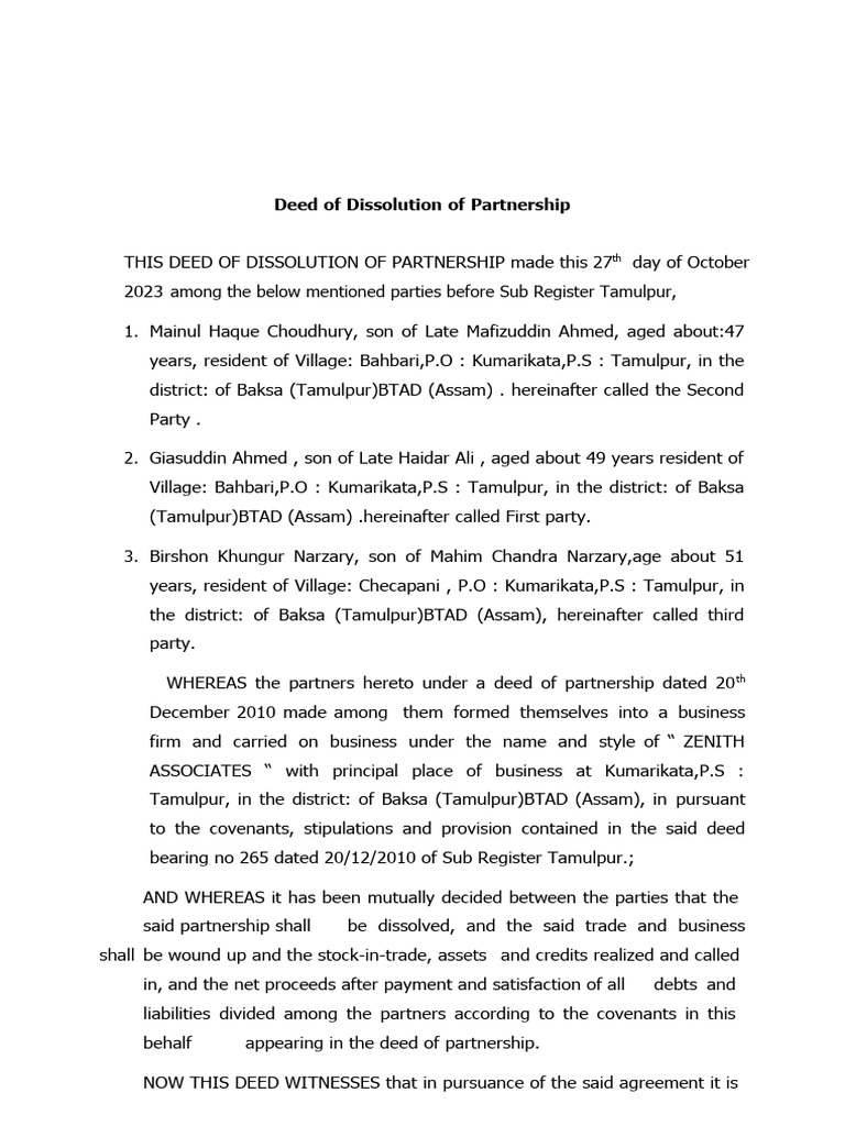 Partnership Dissolution Agreement | PDF | Partnership | Liquidation