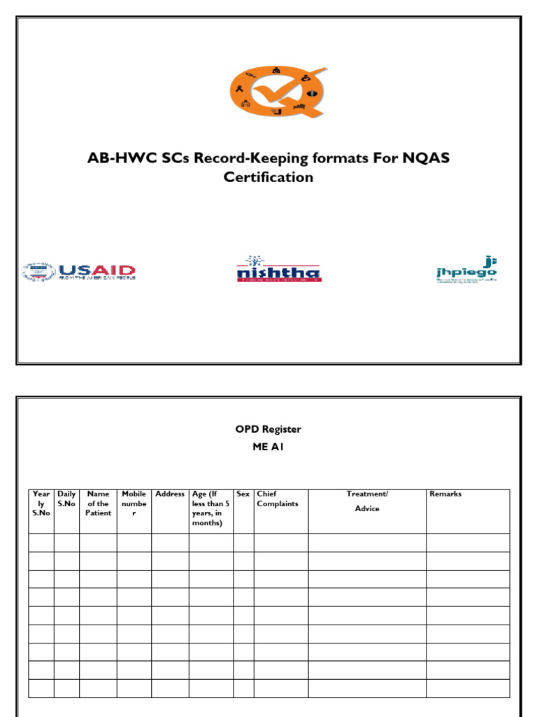 NQAS Certification Record-Keeping Formats | PDF | Clinical Medicine ...