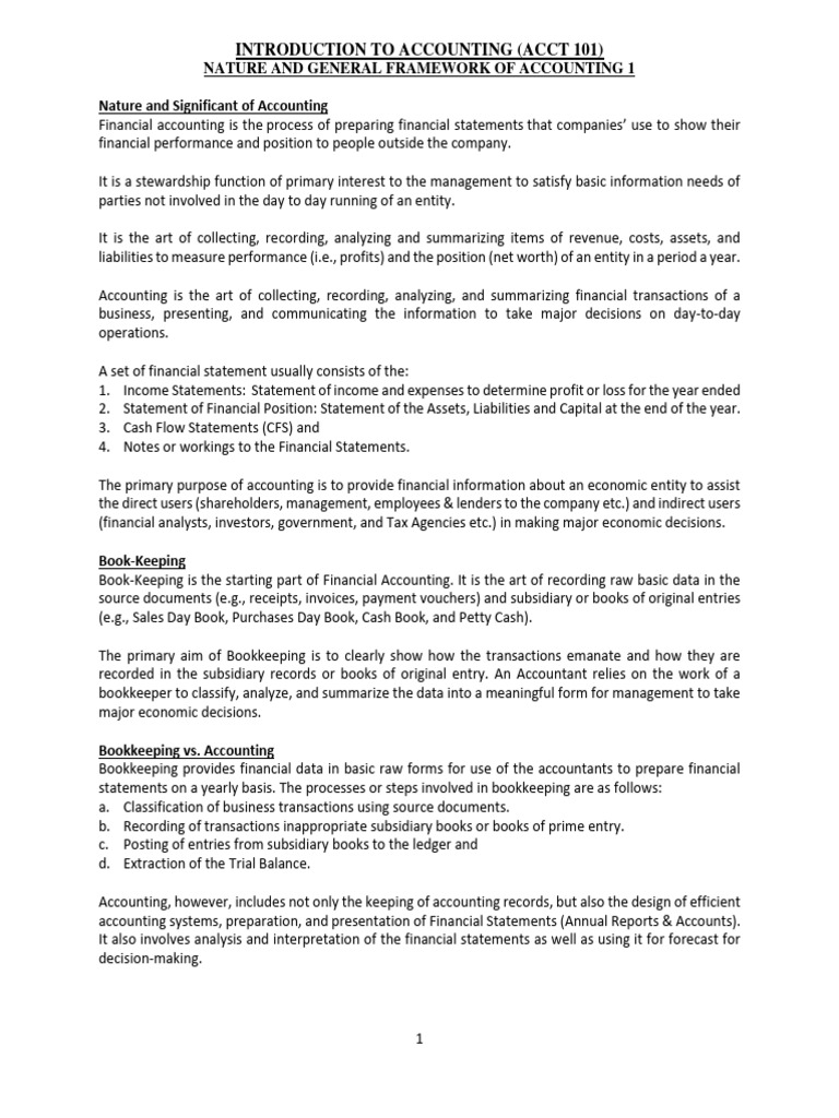 Introduction to Financial Accounting Basics | PDF | Debits And Credits ...