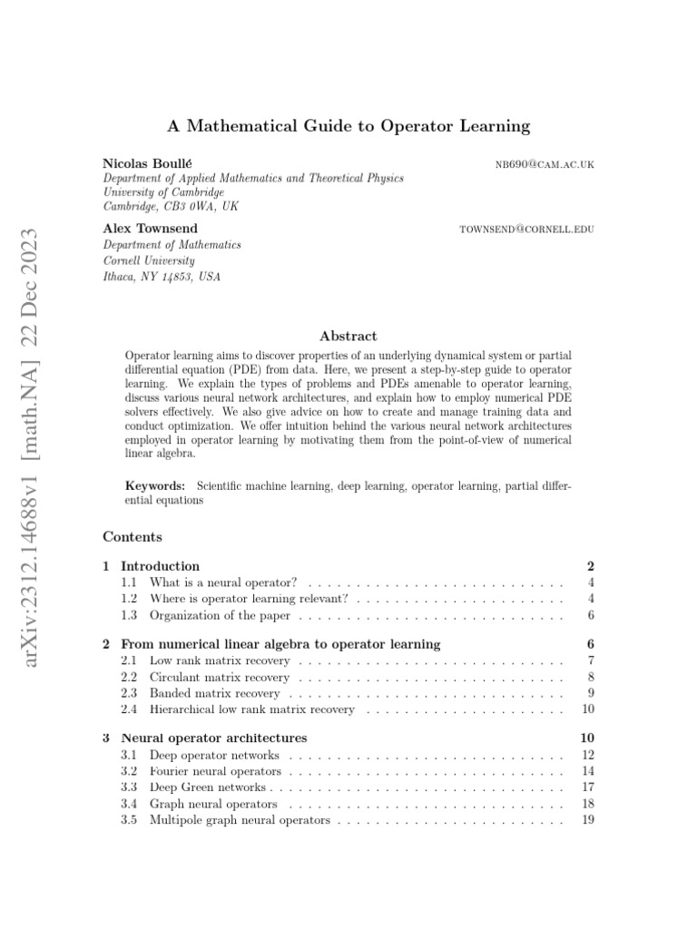 A Mathematical Guide To Operator Learning | PDF | Partial Differential Equation | Matrix ...