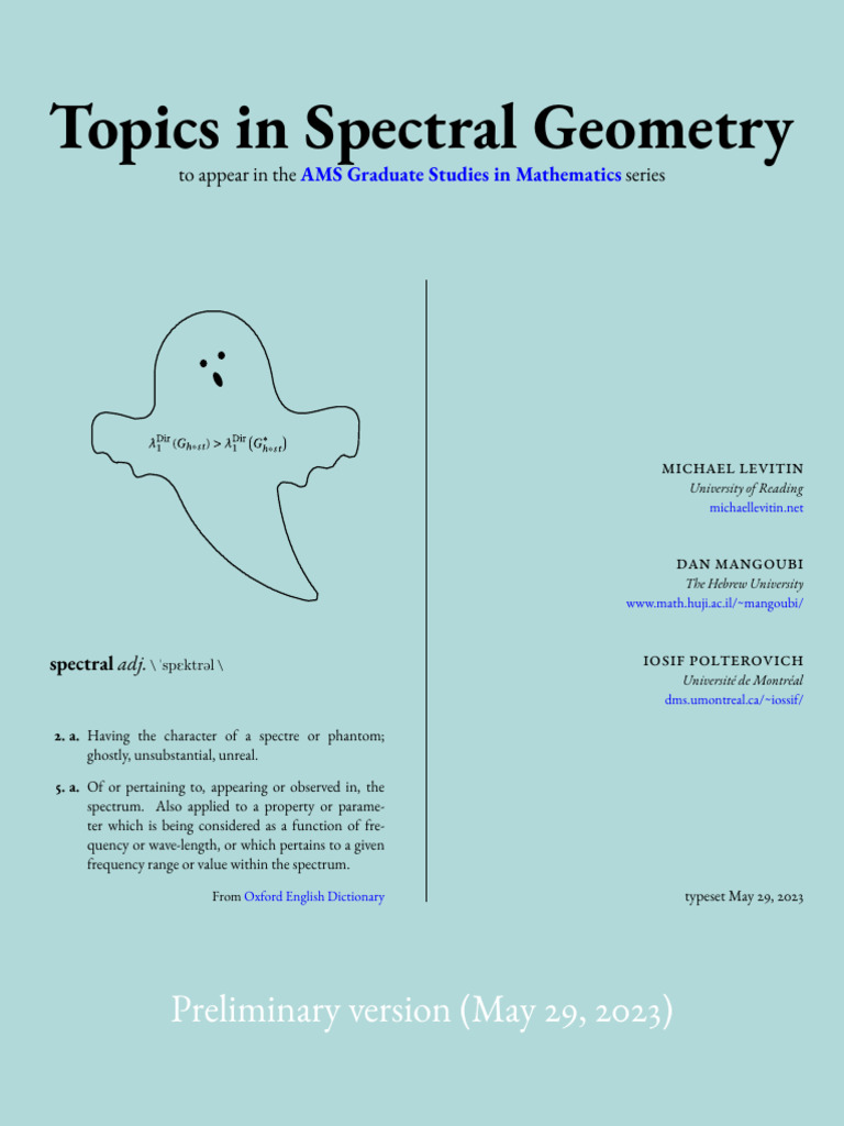 Topics in Spectral Geometry | PDF | Mathematical Analysis | Mathematical Objects